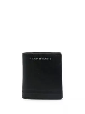 Tommy Hilfiger Logo-print Bi-fold Leather Wallet - Black