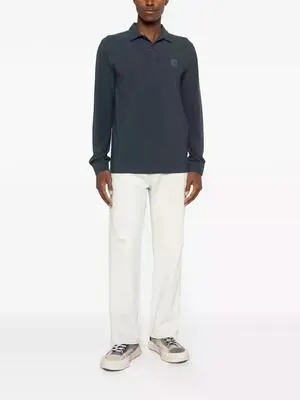 Stone Island Logo-patch Long-sleeve Polo Shirt