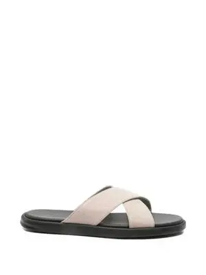 DOUCAL'S Pebbled Crossover Sandals - Neutrals