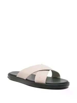 DOUCAL'S Pebbled Crossover Sandals - Neutrals