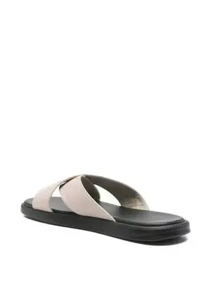 DOUCAL'S Pebbled Crossover Sandals - Neutrals