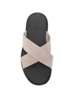 DOUCAL'S Pebbled Crossover Sandals - Neutrals