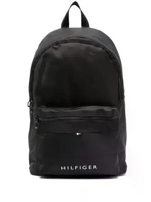 Tommy Hilfiger Logo-print Zipped Backpack - Black