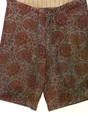 UMA WANG Floral-print Drawstring Shorts - Red
