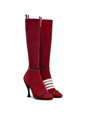 Thom Browne Soft Suede Trompe L’œil 4-bar Sandal Boots 105mm - Red