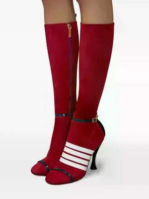 Thom Browne Soft Suede Trompe L’œil 4-bar Sandal Boots 105mm - Red