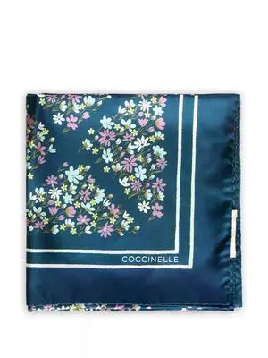 COCCINELLE Sakura Flowers Silk Scarf - Blue