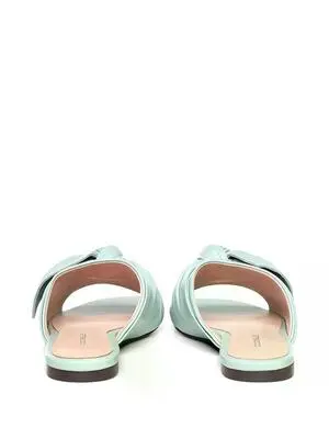COCCINELLE Bow-detail Leather Flat Sandals - Green