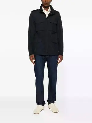 MOORER Denver Shoulder-epaulette Jacket - Blue