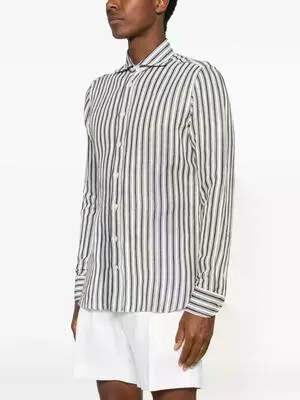 BORRIELLO NAPOLI Striped Long-sleeves Shirt - White