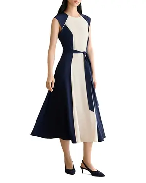 HOBBS LONDON Petite Andrea Dress - Navy Cream