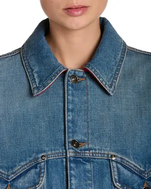 Versace Blouson Denim Jacket - Medium Blue/red