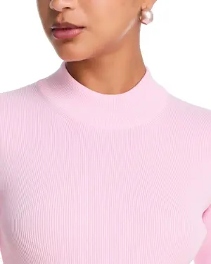 JIL SANDER Long Sleeve Ribbed Mock Neck Sweater - Candy Pink