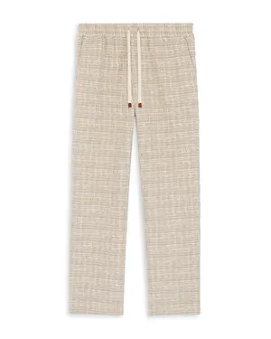 Drole De Monsieur Relaxed Fit Tweed Drawstring Pants - Dark Sand