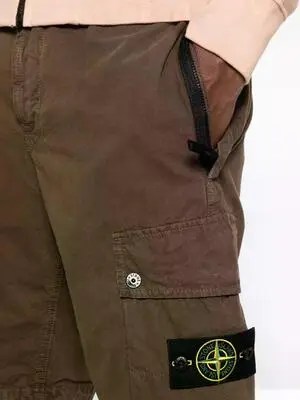 Stone Island Cargo Shorts With Compass Motif - Brown