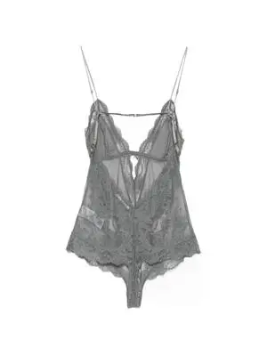Patrizia Pepe Lace-paneled Sheer Body - Grey