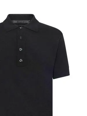 LOW BRAND Ribbed-trim Knitted Polo Shirt - Black
