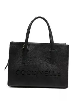 COCCINELLE Grained Leather Tote Bag - Black