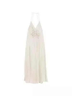 Barbara Bui Macramé-detail Pleated Maxi Dress - Neutrals