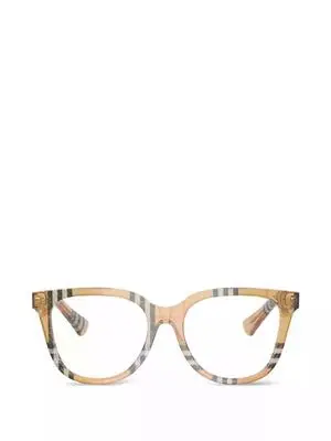 Burberry Check-pattern Square-frame Eyeglasses - Neutrals