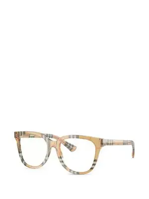 Burberry Check-pattern Square-frame Eyeglasses - Neutrals