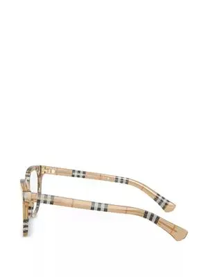 Burberry Check-pattern Square-frame Eyeglasses - Neutrals