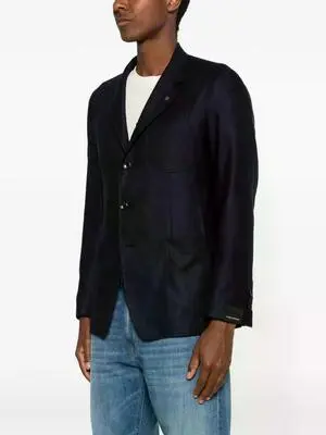 Tagliatore Notched-lapel Patch-pocket Blazer - Blue
