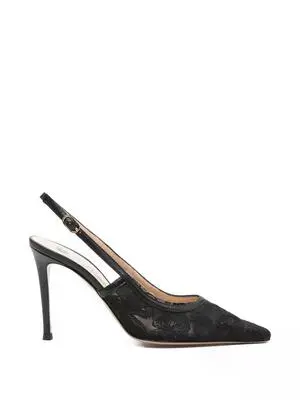 Roberto Festa Floral-lace Slingback Pumps - Black