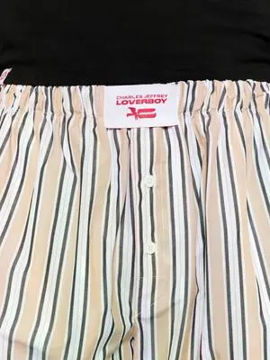 CHARLES JEFFREY Striped Scalloped Shorts