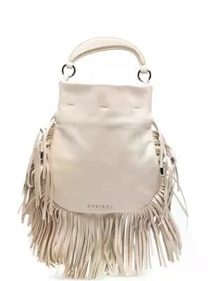ORTIGNI Fringe-detailed Drawstring Bucket Bag - Neutrals