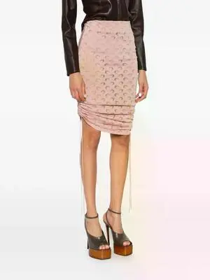 MARINE SERRE Moon Print Ruched Skirt - Pink