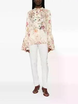 Camilla Floral-print Jacquard Blouse