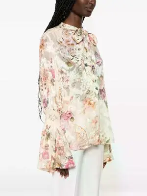 Camilla Floral-print Jacquard Blouse