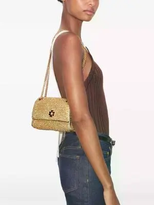 Tory Burch Mini Kira Turnlock Woven Shoulder Bag - Neutrals