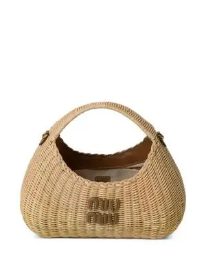 Miu Miu Wander Wicker Handbag - Neutrals