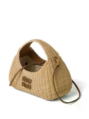 Miu Miu Wander Wicker Handbag - Neutrals