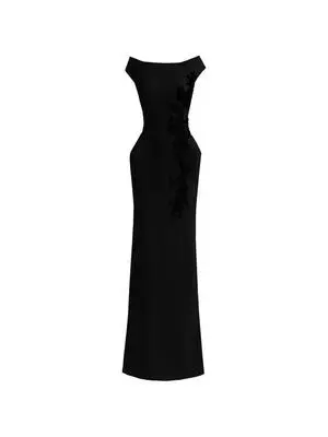 GEMY MAALOUF Bead-embellished Floral-motif Dress - Black