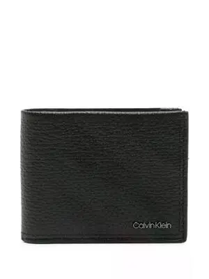 Calvin Klein Logo-plaque Bi-fold Leather Wallet - Black