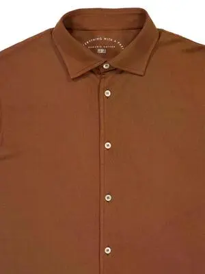 Fedeli Giza Knitted Long-sleeve Shirt - Brown