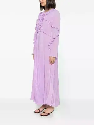 Alberta Ferretti Ruffled Pleated Maxi Dress