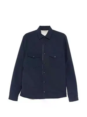 Eleventy Navy Shirt Jacket With Classic Collar