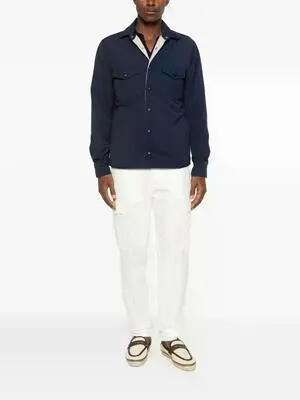 Eleventy Navy Shirt Jacket With Classic Collar