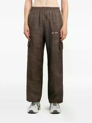 Palm Angels Logo Embroidered Track Trousers - Brown
