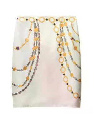 Versace Printed Silk Twill Pencil Skirt - Neutrals