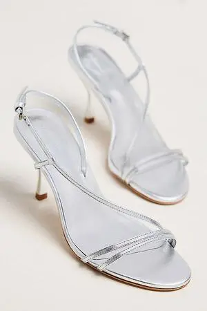 REFORMATION Petunia Strappy Heeled Sandals - Silver