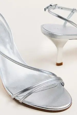 REFORMATION Petunia Strappy Heeled Sandals - Silver