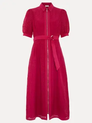 PHASE EIGHT Carey Belted Midi Shirt Dress - Pink