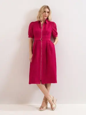 PHASE EIGHT Carey Belted Midi Shirt Dress - Pink