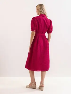PHASE EIGHT Carey Belted Midi Shirt Dress - Pink