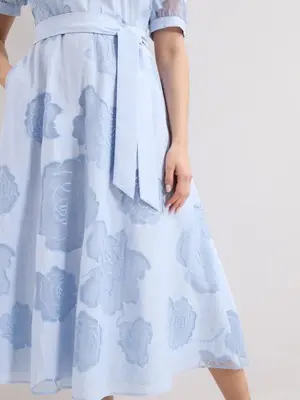 PHASE EIGHT Belted Floral Embroidered Midi Dress